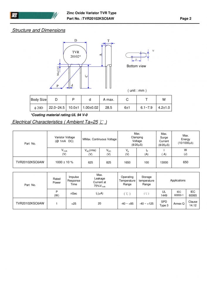 TVR20102KSC6AW specification page 5