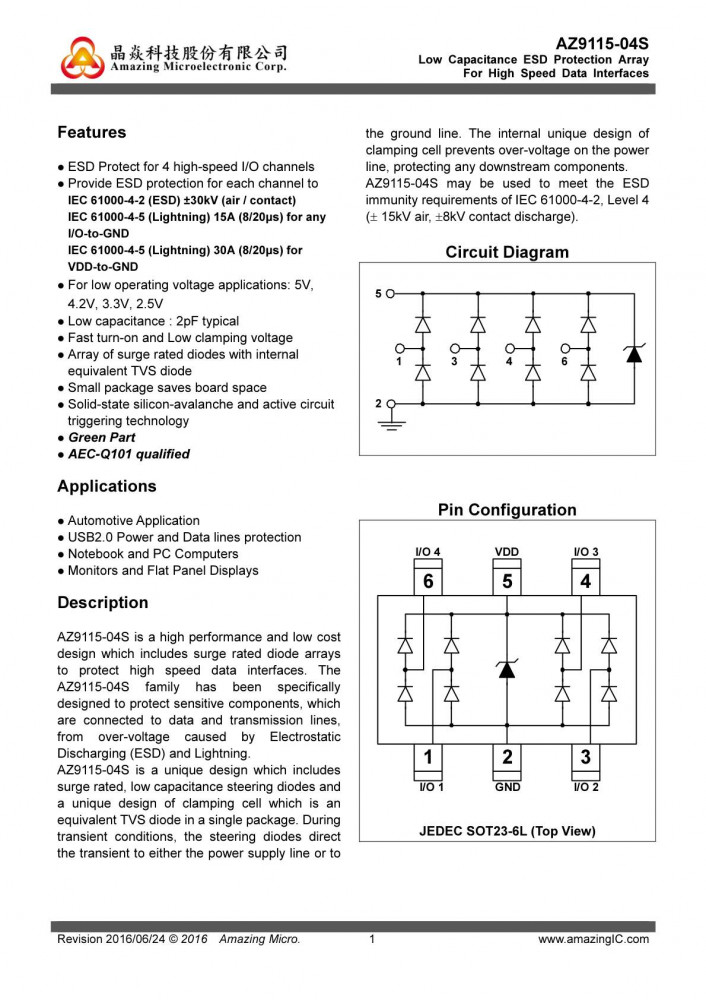 AZ9115-04S datasheet page 1