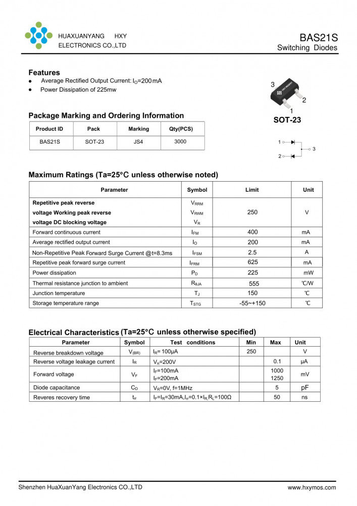BAS21S datasheet page 1