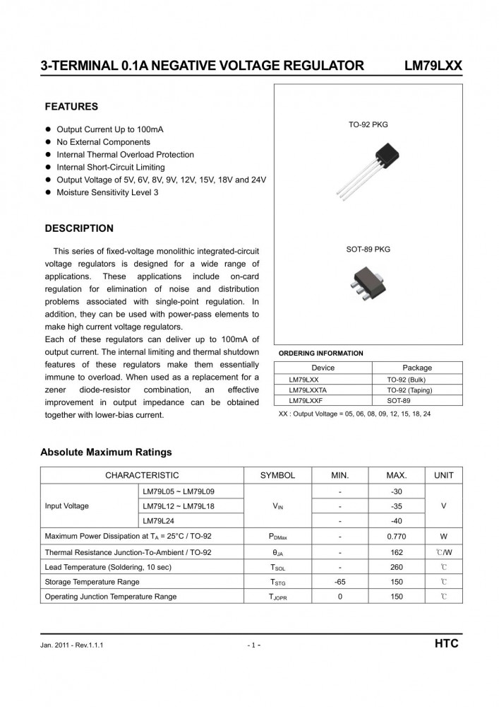 LM79L05 datasheet page 1