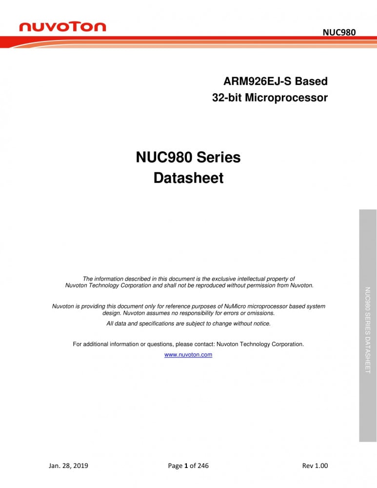 NUC980 datasheet page 1