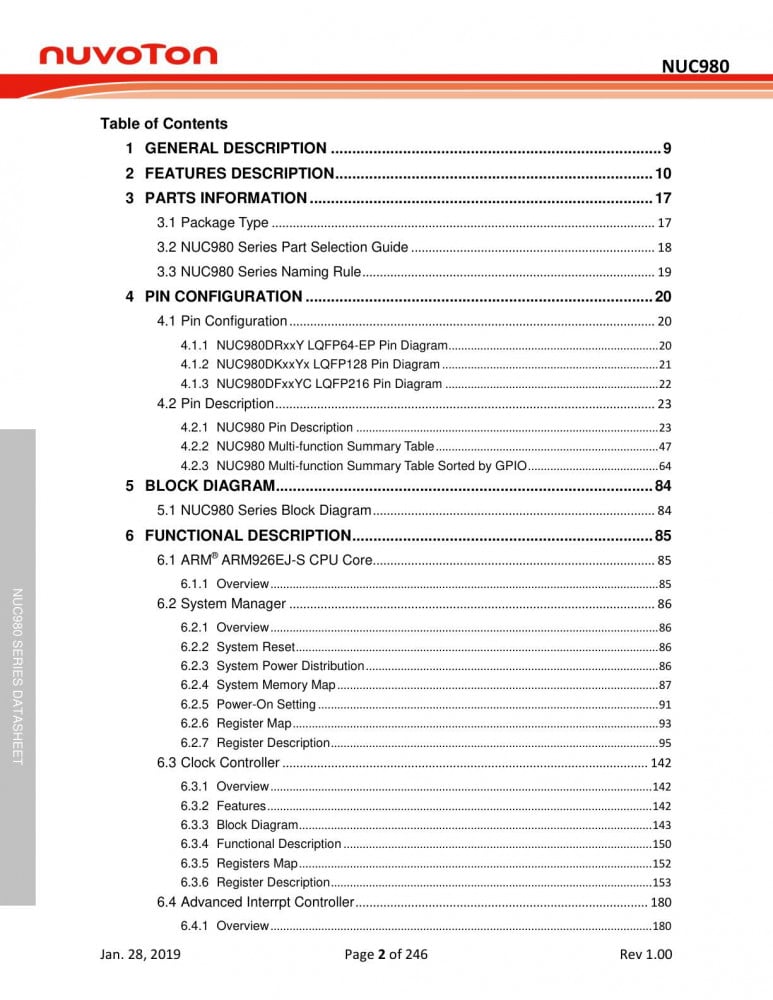 NUC980 datasheet page 2