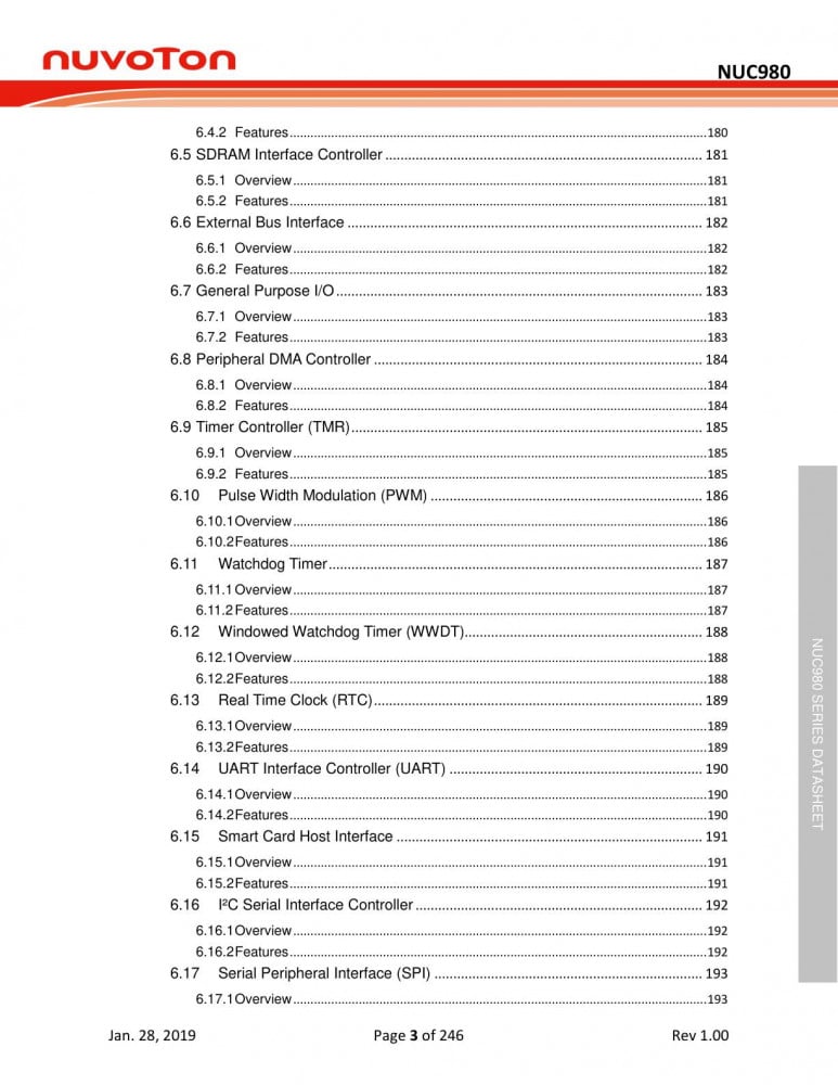 NUC980 datasheet page 3
