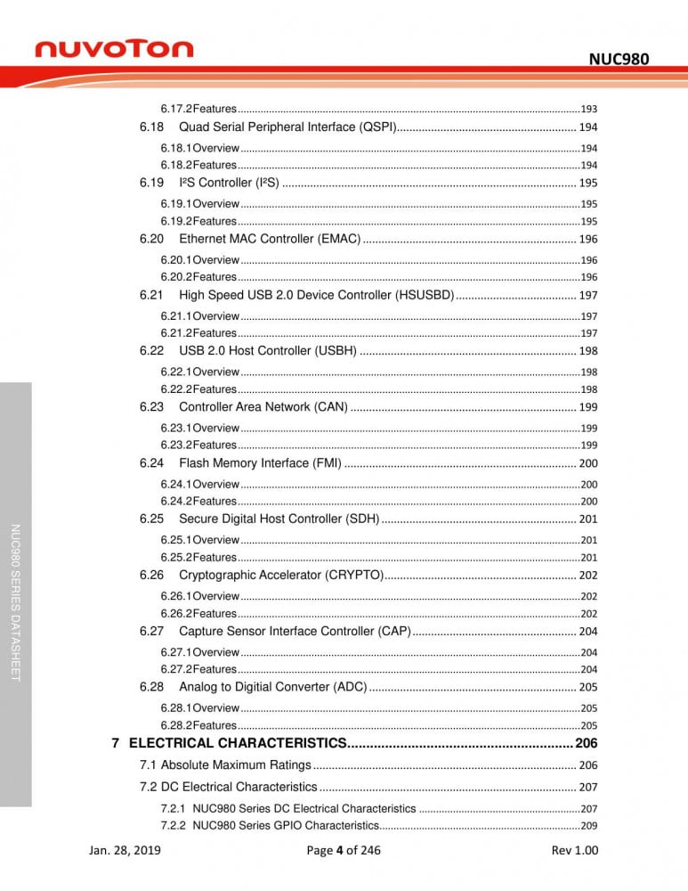 NUC980 datasheet page 4