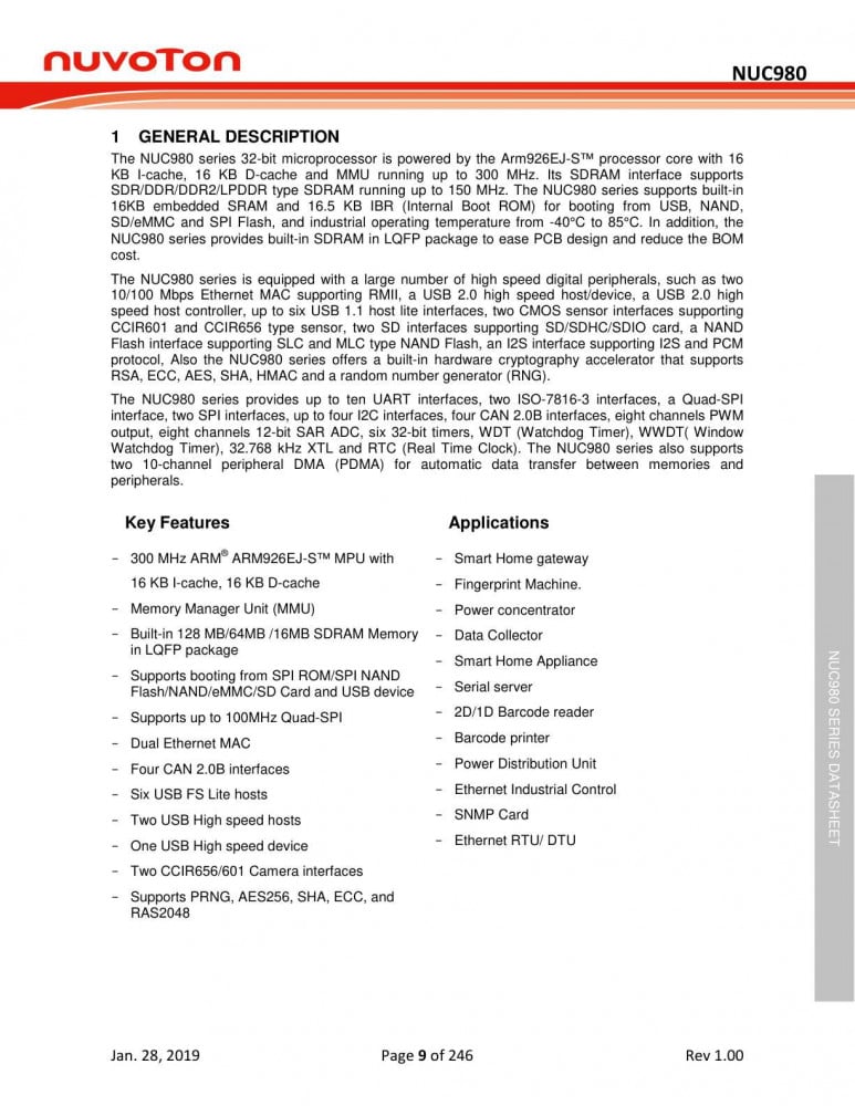 NUC980 datasheet page 9