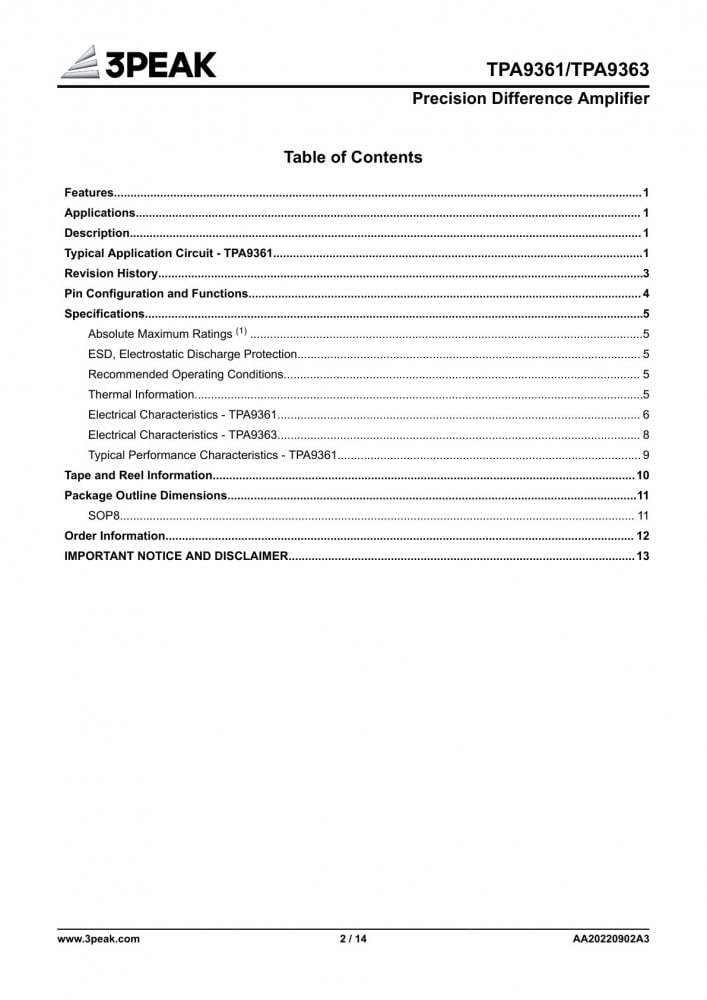 TPA9361-SO1R datasheet page 2