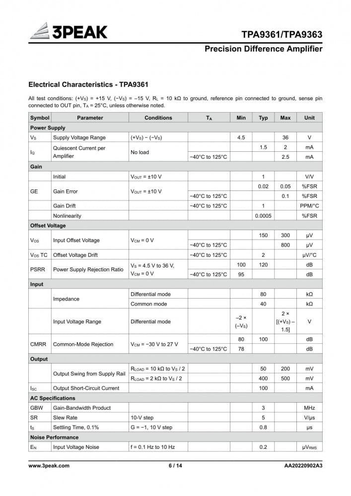 TPA9361-SO1R datasheet page 6