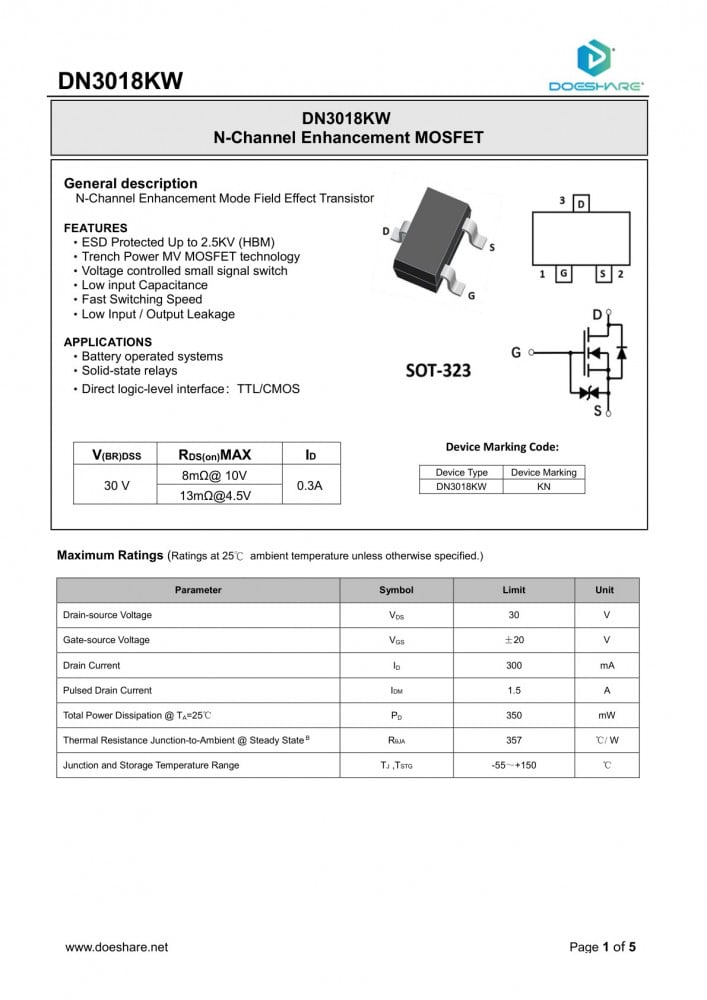 DN3018KW datasheet page 1