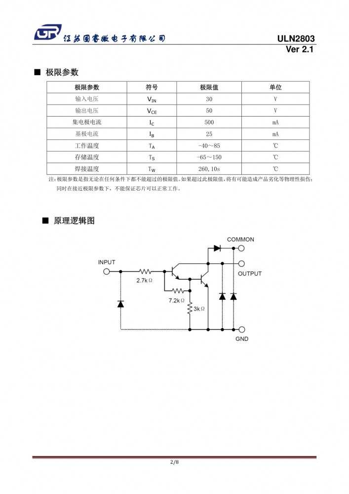 ULN2803 datasheet page 2
