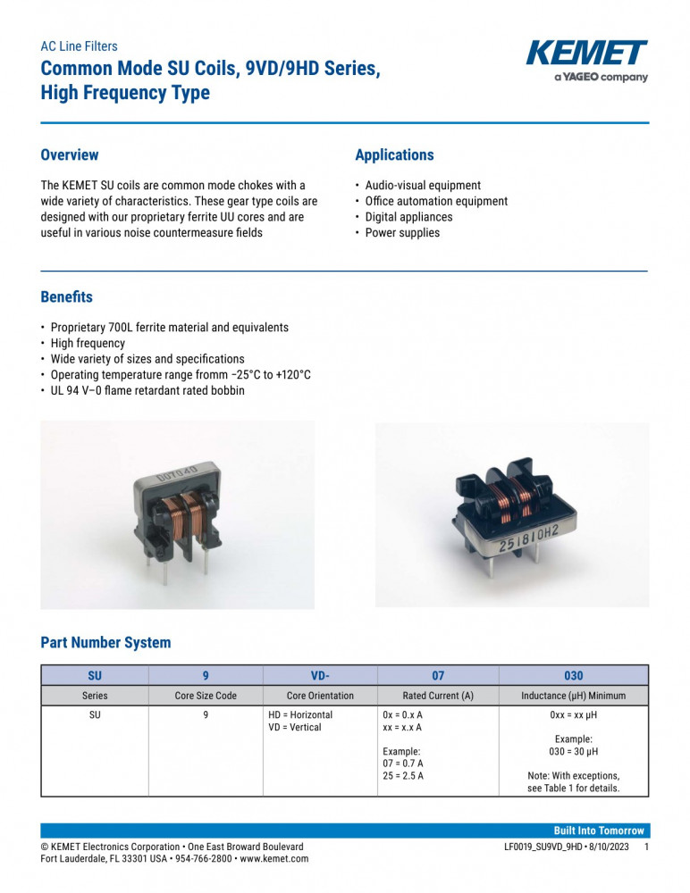 KEMET SU9 series datasheet page 1