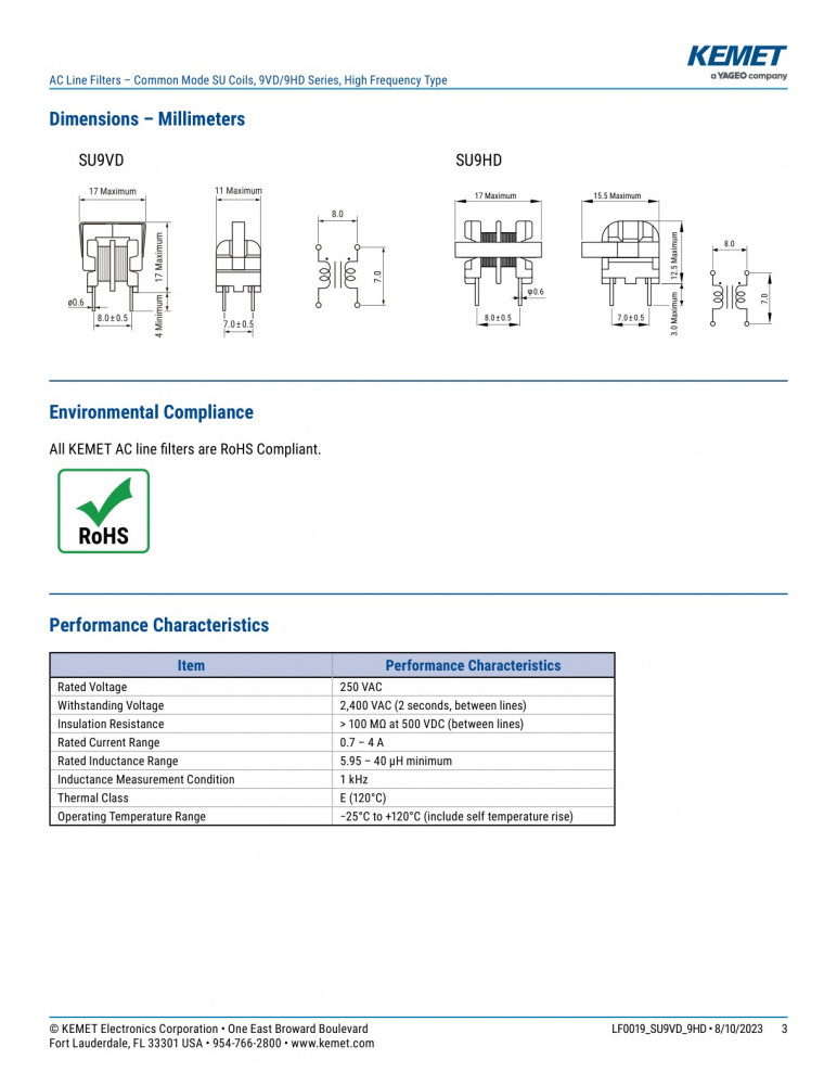 KEMET SU9 series datasheet page 3