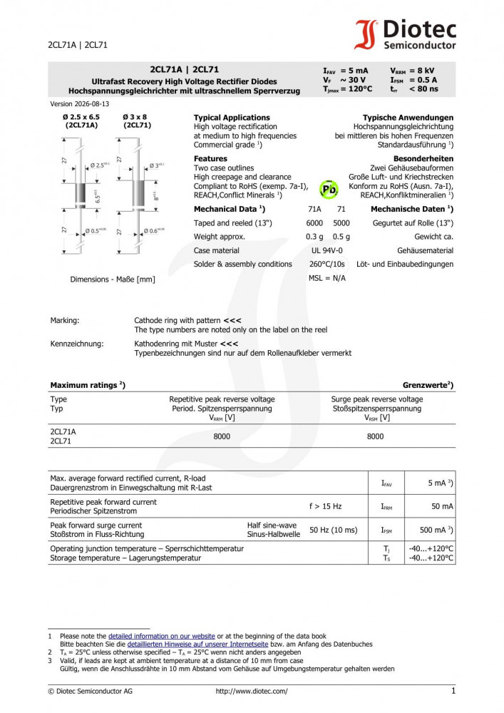 DIOTEC 2CL71 datasheet page image 1