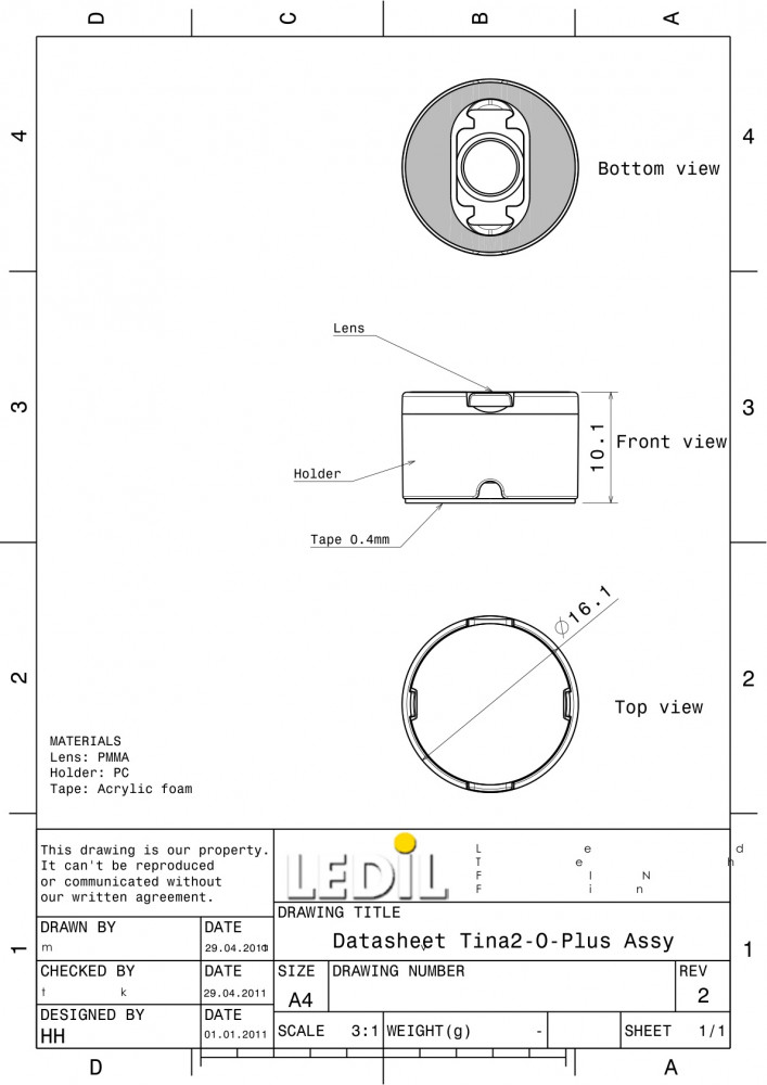 Supplied Tina2-0-Plus assembly drawing reference