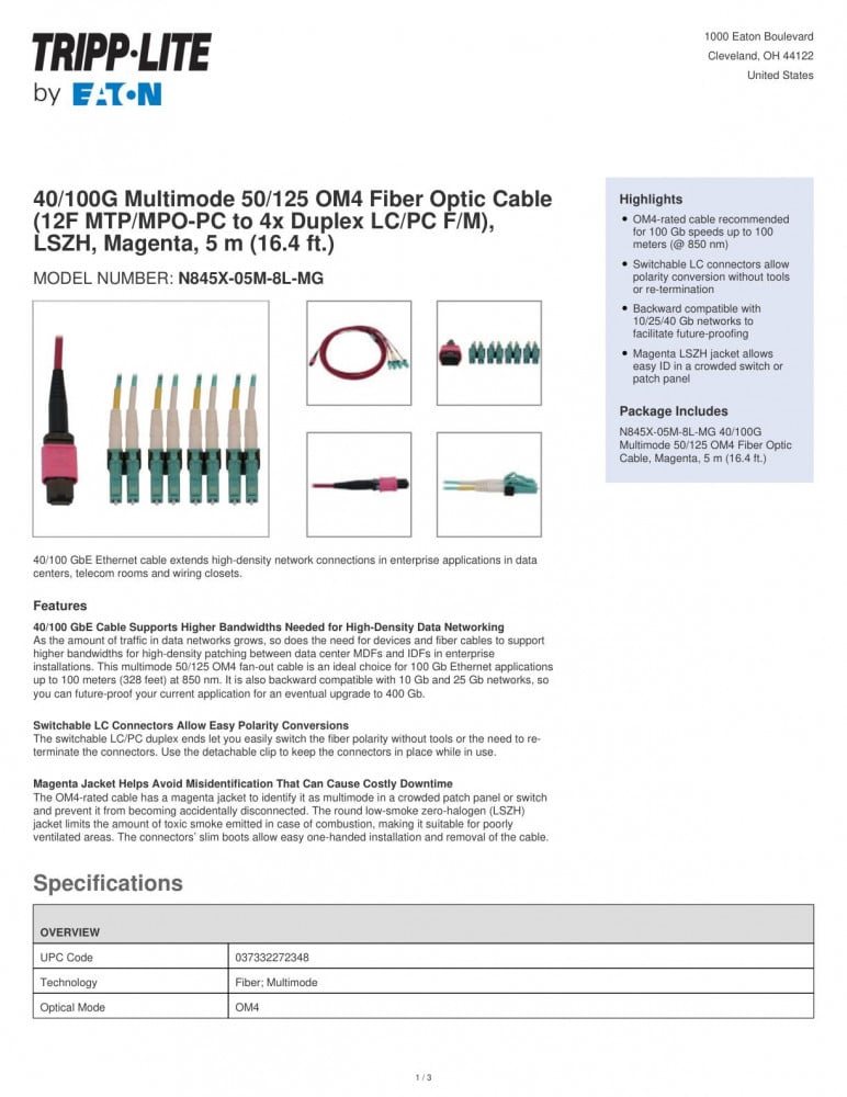 N845X-05M-8L-MG technical document page 1