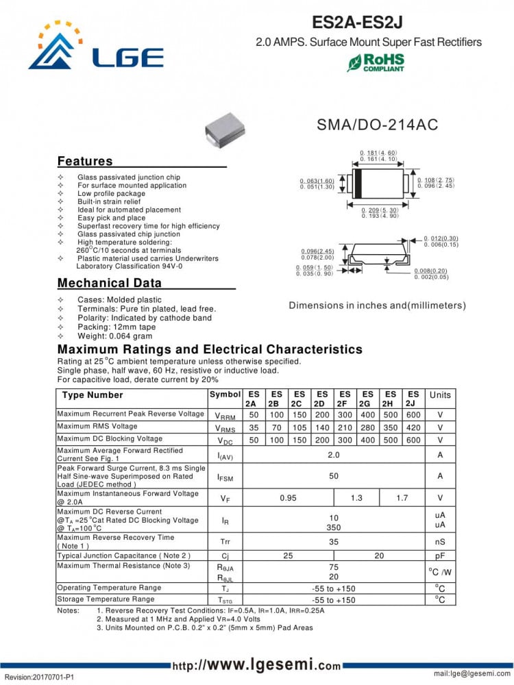 LGE ES2D datasheet page 1
