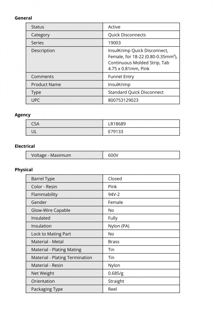 MOLEX 190030108 technical document page 2