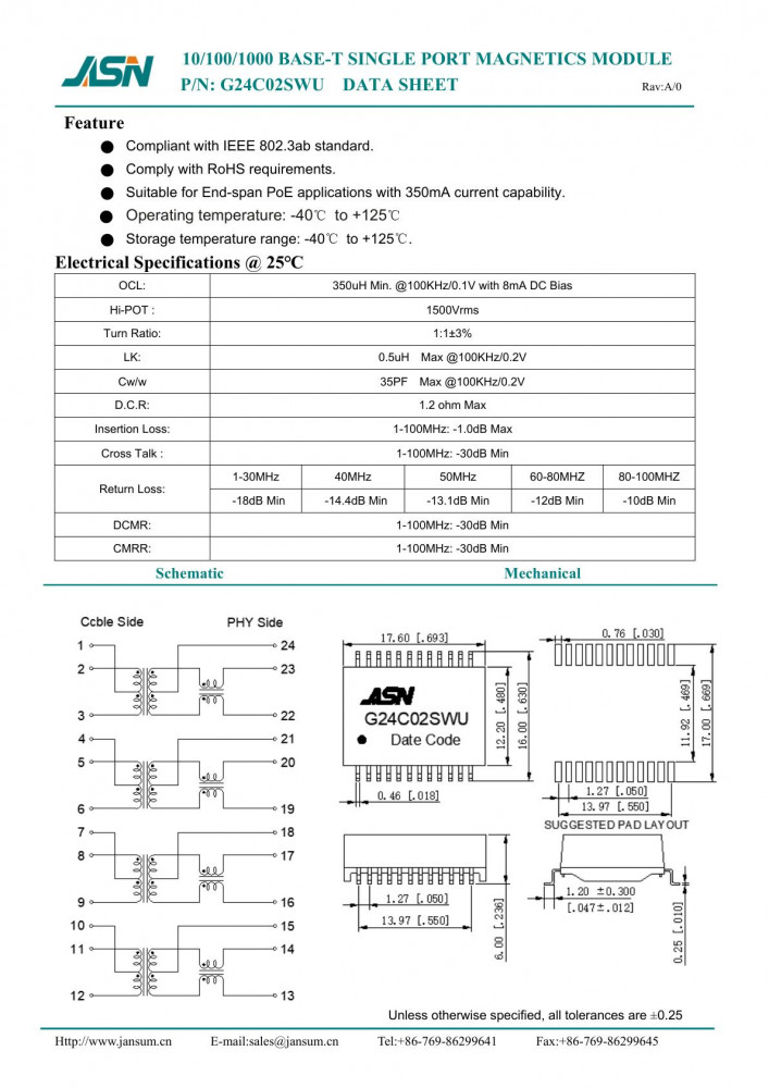 JASN G24C02SWU technical document