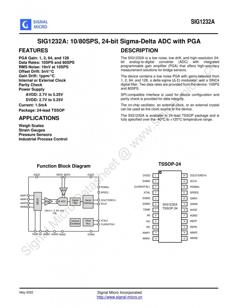 SIG1232A datasheet page 1