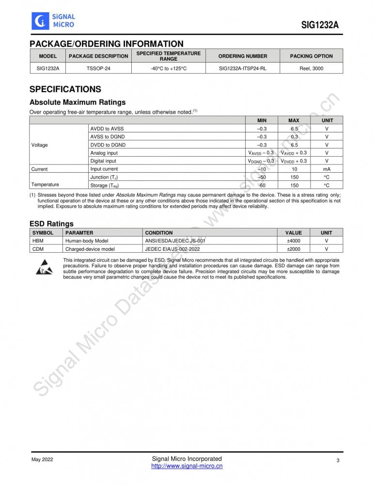 SIG1232A datasheet page 3