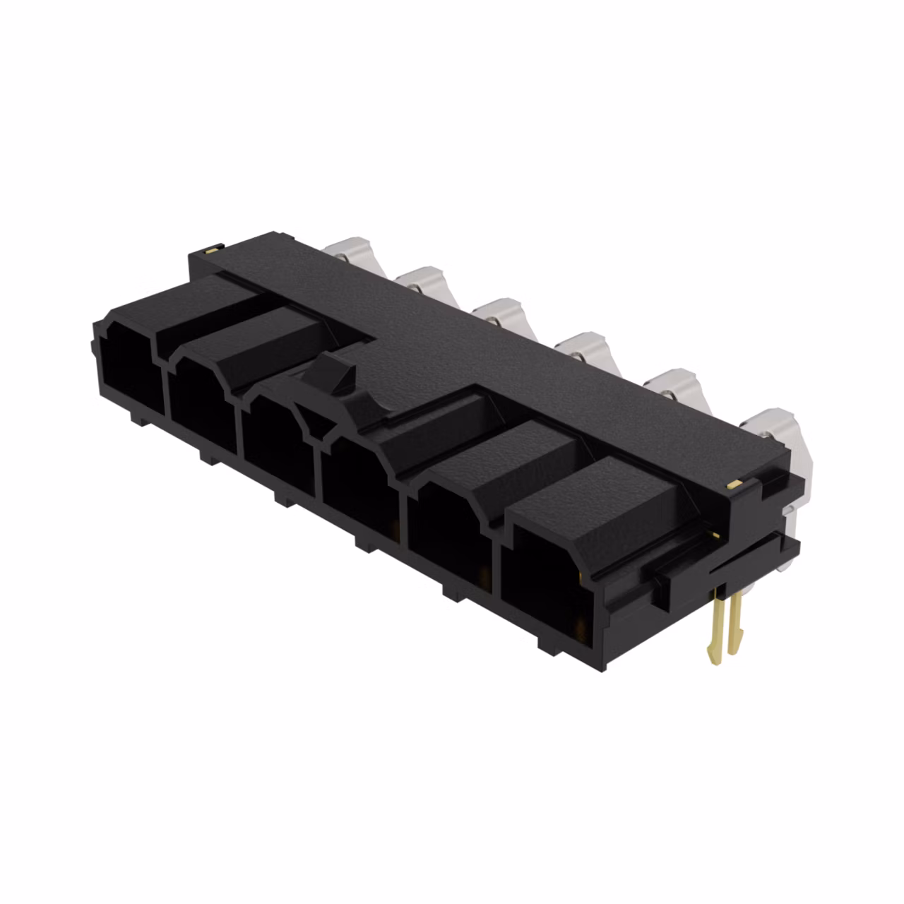 Mini-Fit Sr. Right-Angle Header, 10.00mm Pitch, Single Row, 6 Circuits, 5.10mm Tail Length, for 2.36mm PCB, 0.76µm Gold (Au) Plating, with Clip for sale