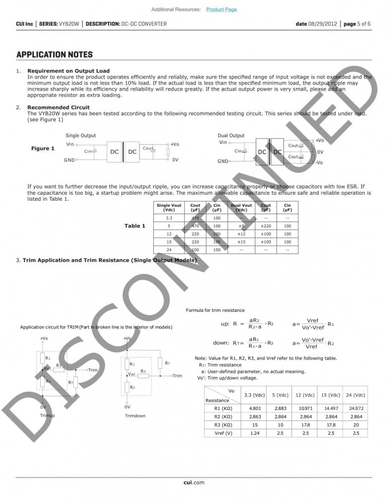 CUI VYB20W series datasheet page 5