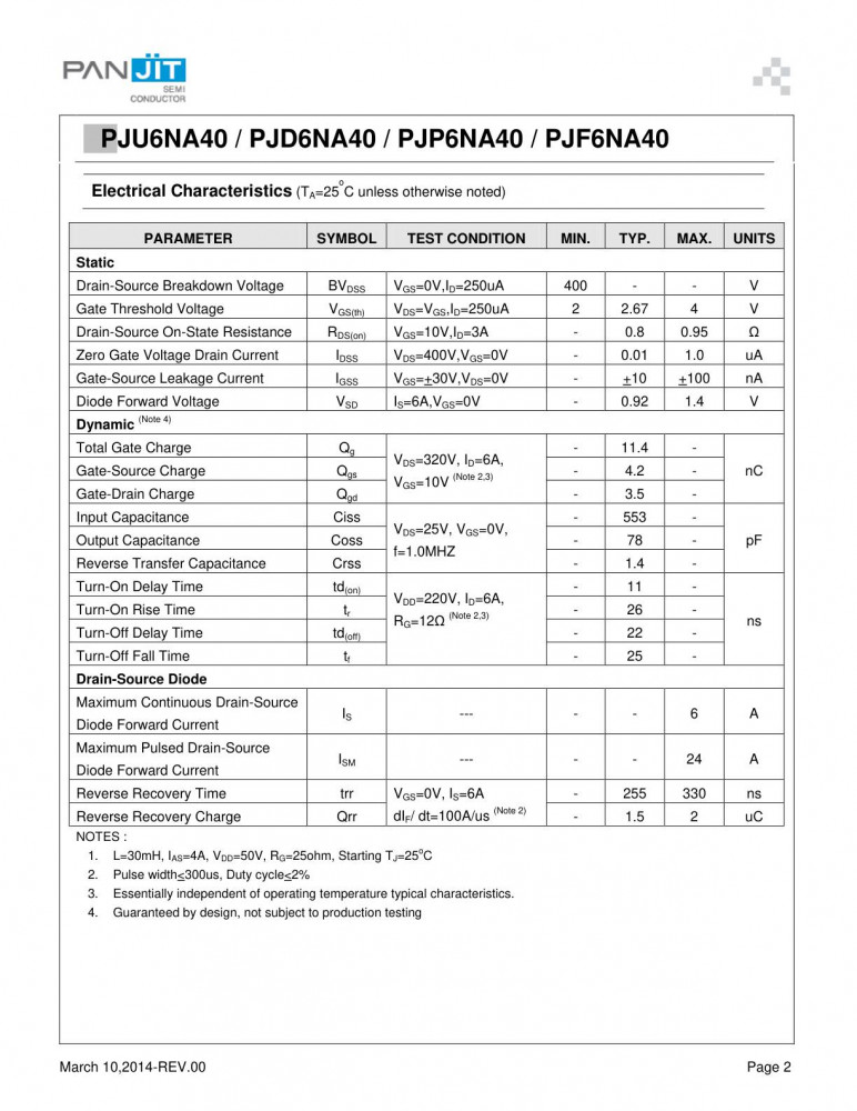 PANJIT PJD6NA40 datasheet page 2