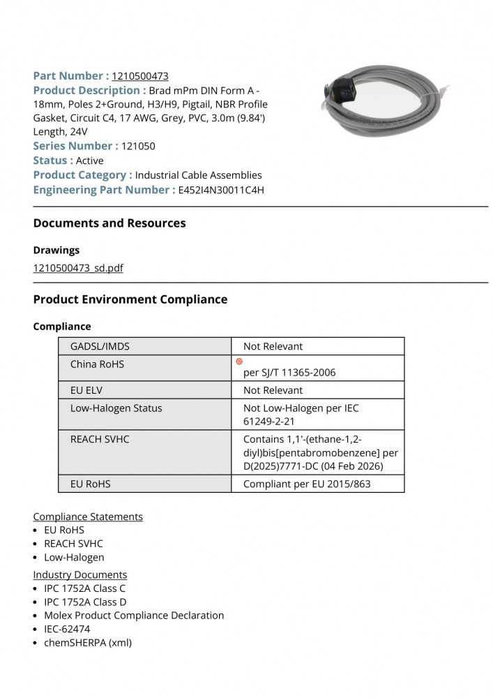 Molex technical document page 1