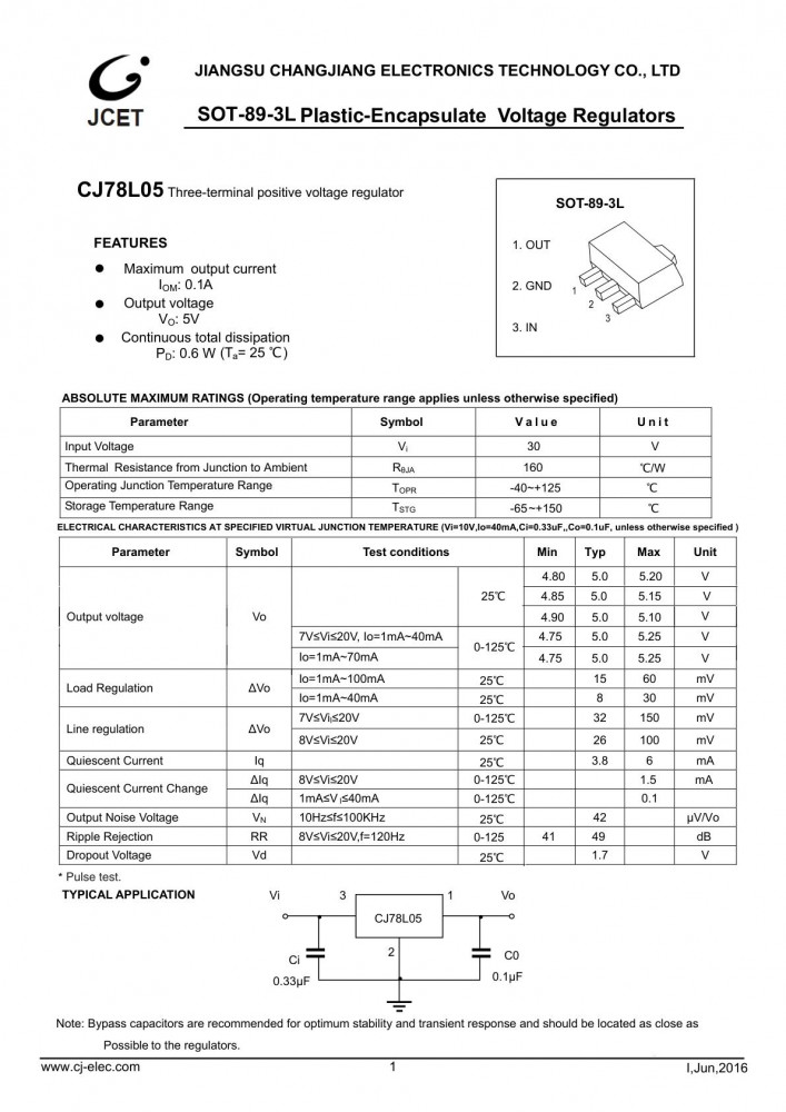 CJ78L05 datasheet page 1