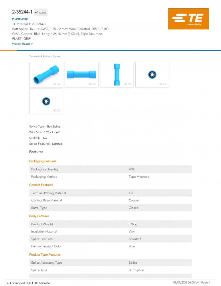 TE Connectivity 2-35244-1 technical document page 1