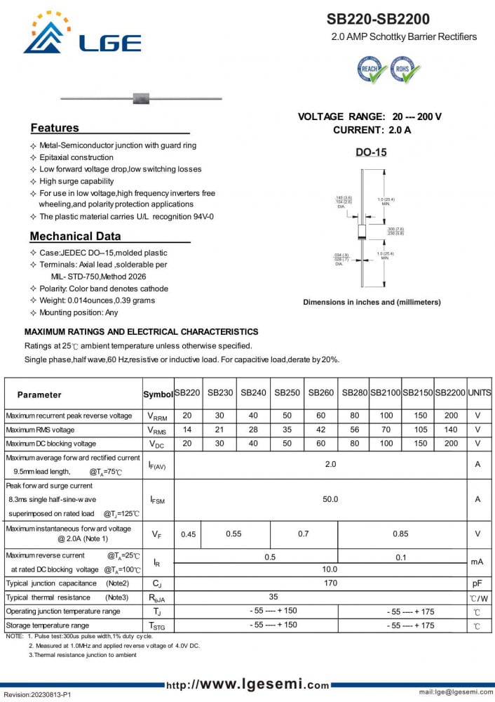 LGE SB240 datasheet page 1