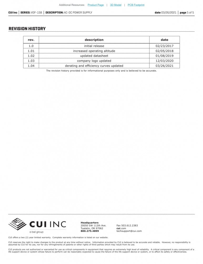 CUI VOF-15B-S12 datasheet page 5