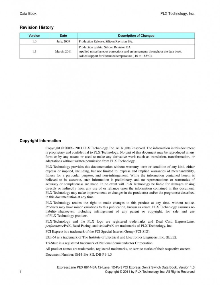 PEX8614-BA data book page 2