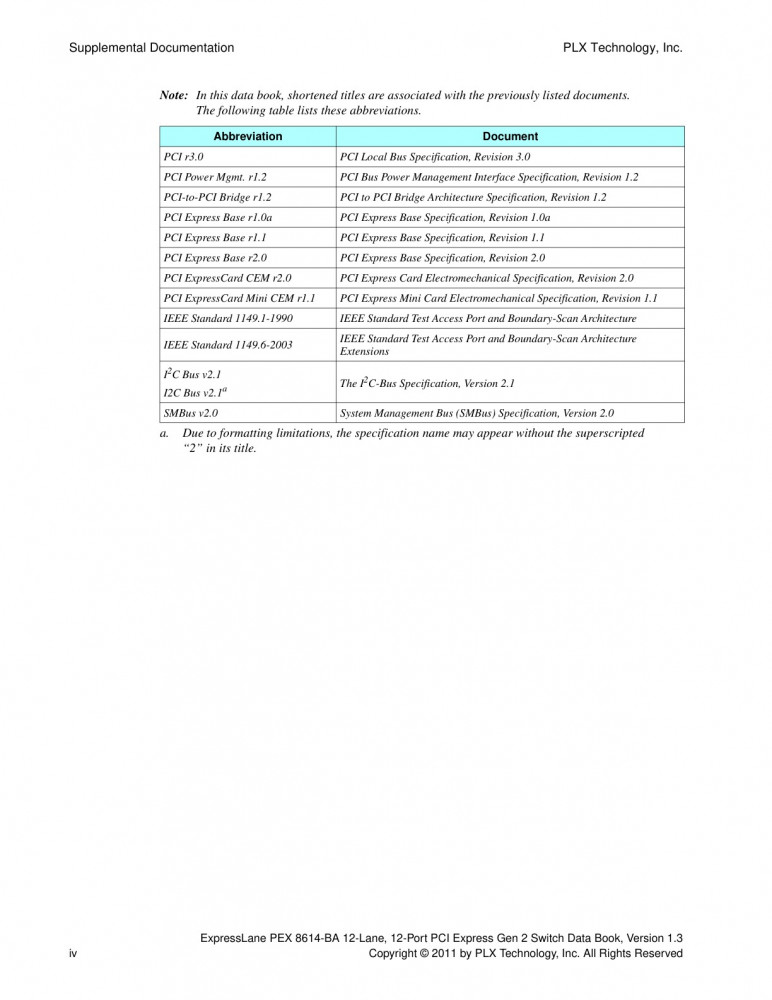 PEX8614-BA data book page 4