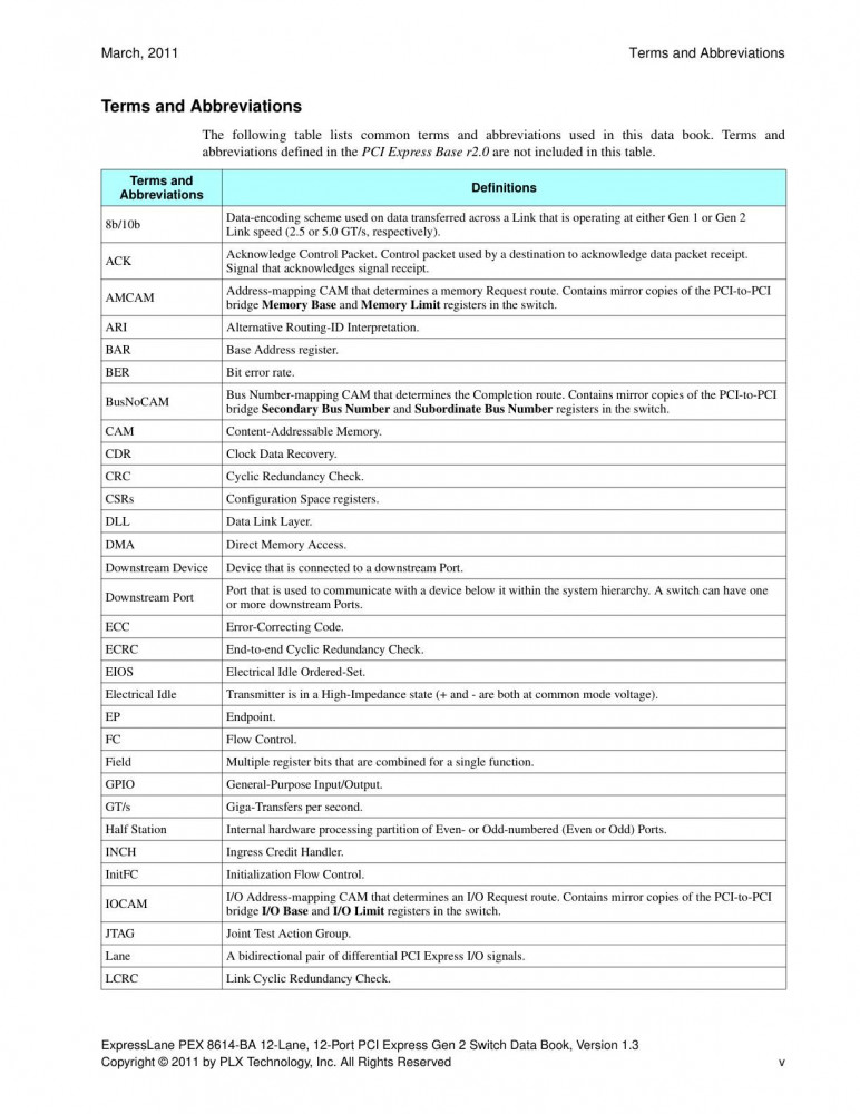PEX8614-BA data book page 5