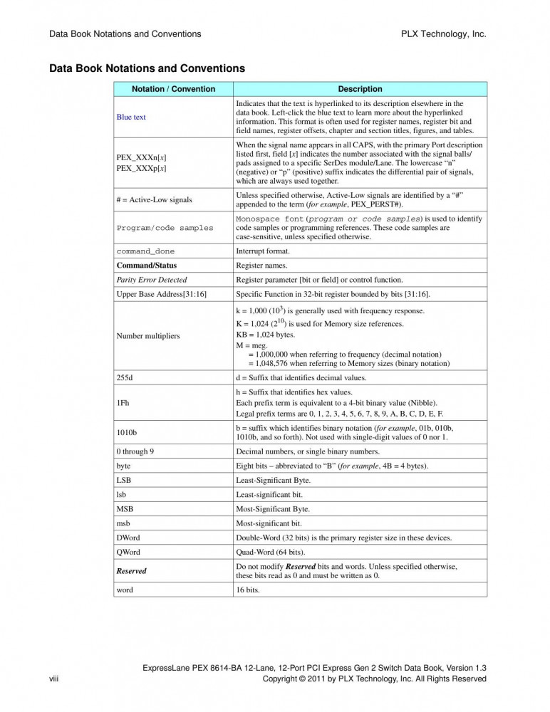 PEX8614-BA data book page 8