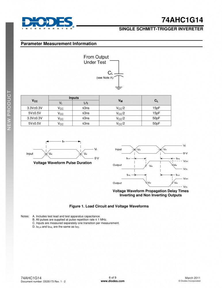 74AHC1G14SE-7 datasheet page 6