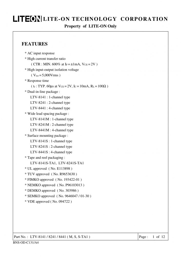 LTV-8141 datasheet page 1