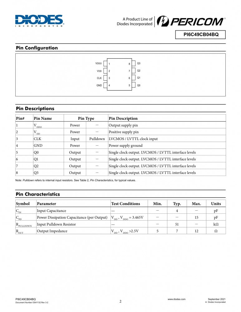 PI6C49CB04BQ3WEX datasheet page 2