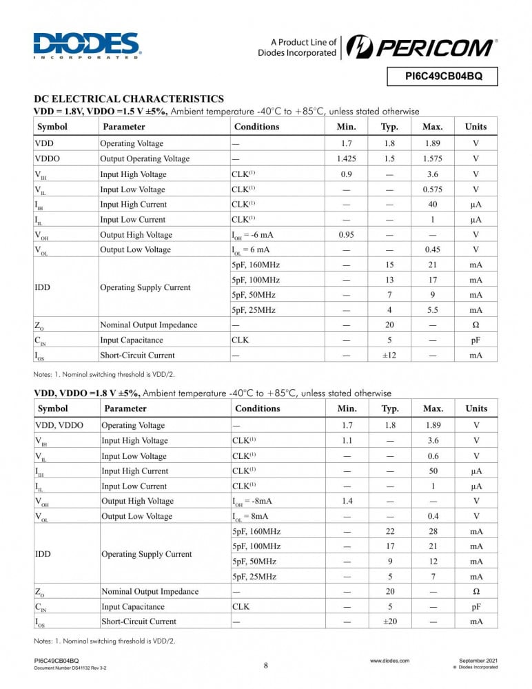 PI6C49CB04BQ3WEX datasheet page 8
