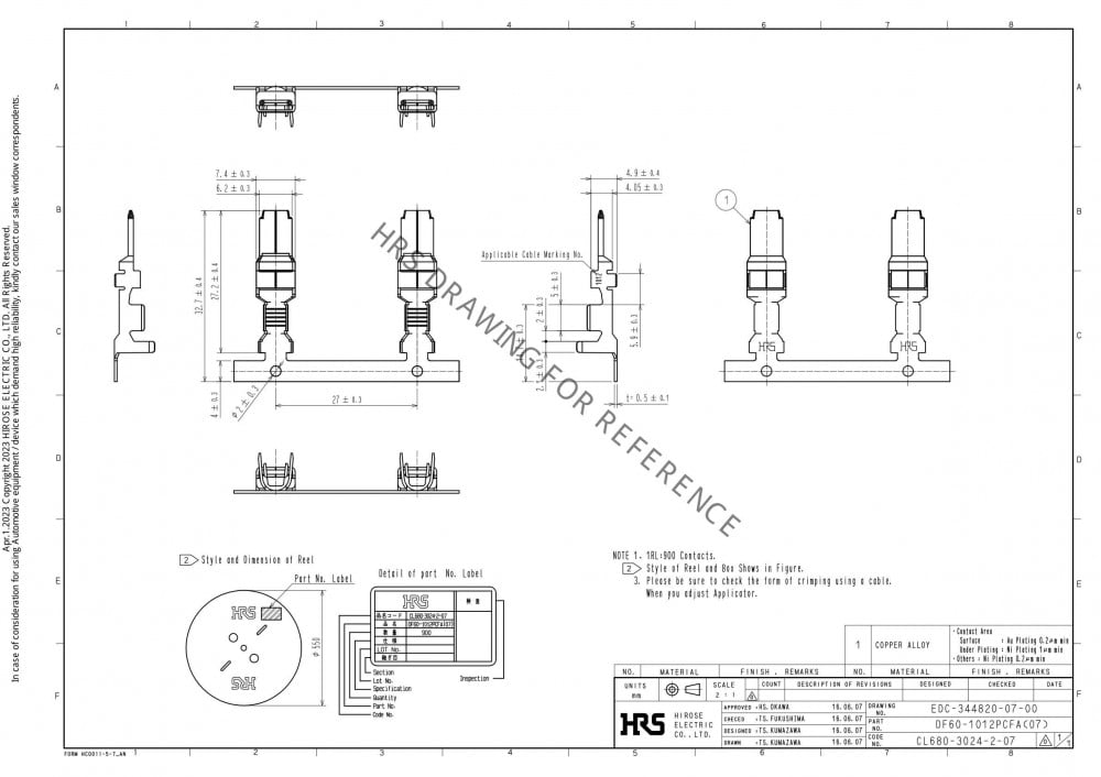 HRS DF60-1012PCFA(07) technical drawing preview