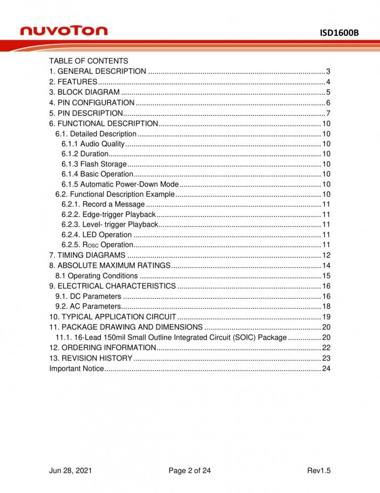 NC-ISD1620B datasheet page 2