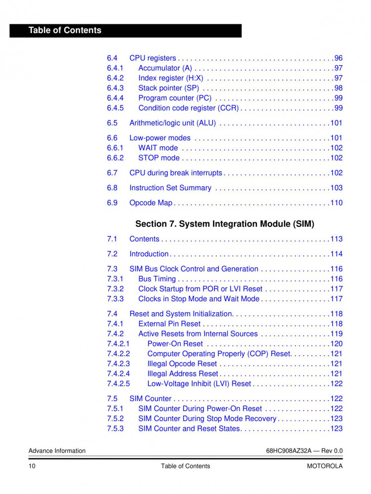 MC908AZ32ACFU document page 10