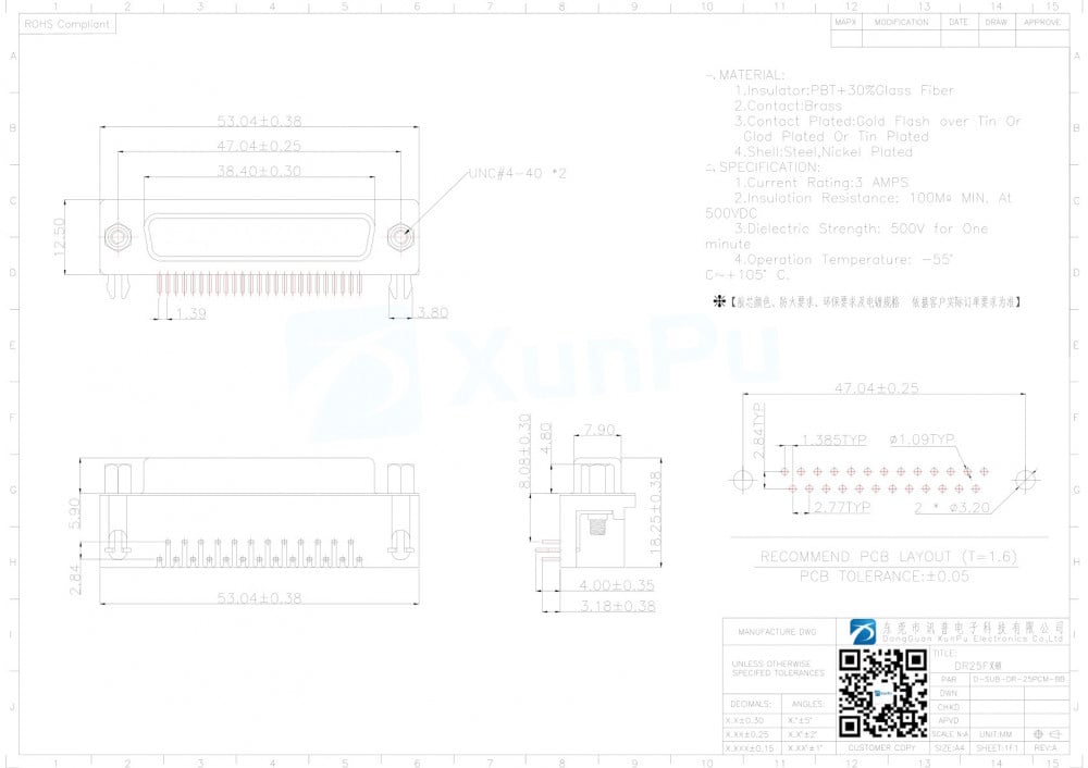 D-SUB-DR-25PCM-BB technical document preview