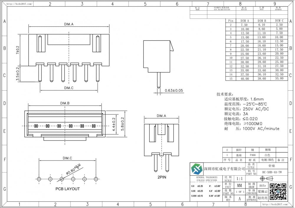 HC-XHB-4A-TW technical drawing