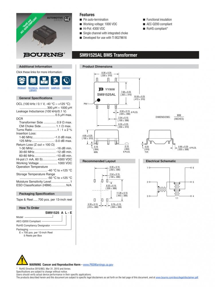 SM91525AL-E datasheet page 1