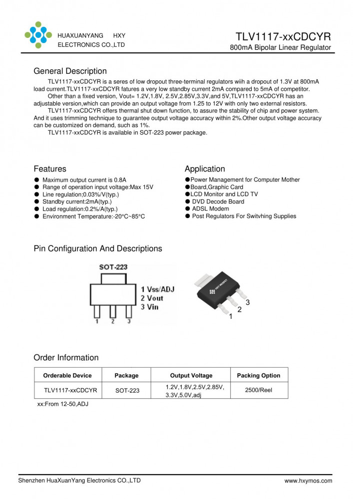 TLV1117 datasheet page 1