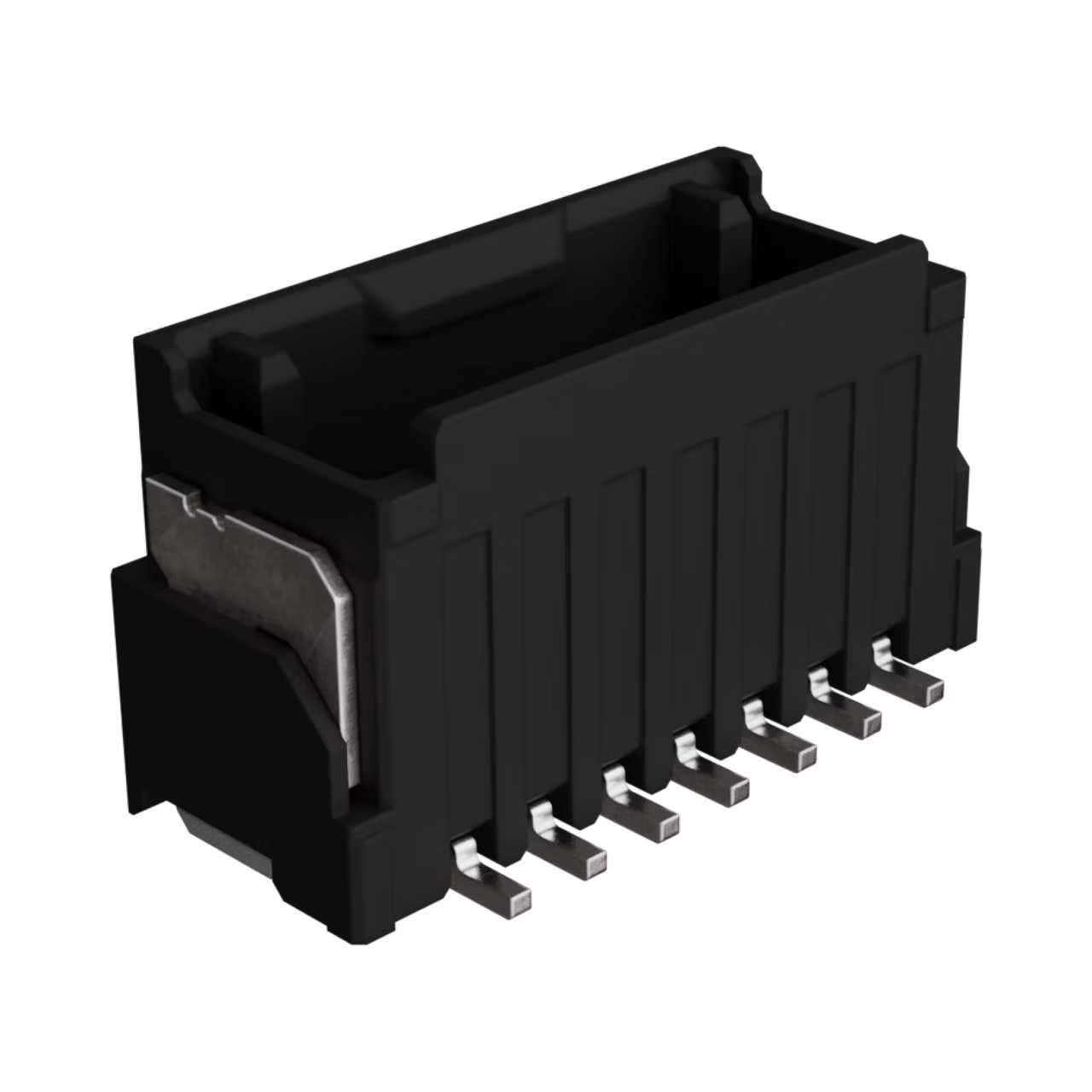 Micro-One Wire-to-Board Header, Vertical, 2.00mm Pitch, Single Row, Glow-Wire Capable, Surface Mount, 7 Circuits, Gold Plating, Black, with Potting Capability for sale