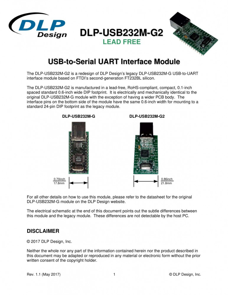 DLP-USB232M-G technical document image 1