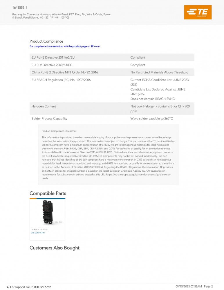 TE Connectivity 1648555-1 technical document page 2
