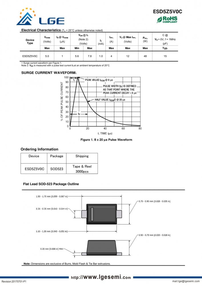 LGE ESD5Z5V0C datasheet page 2